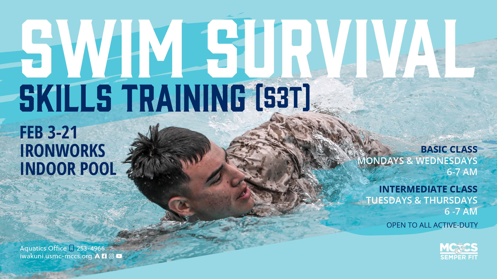 MCCS Active Duty Swim Program: Swim Survival Skills Training (S3T)